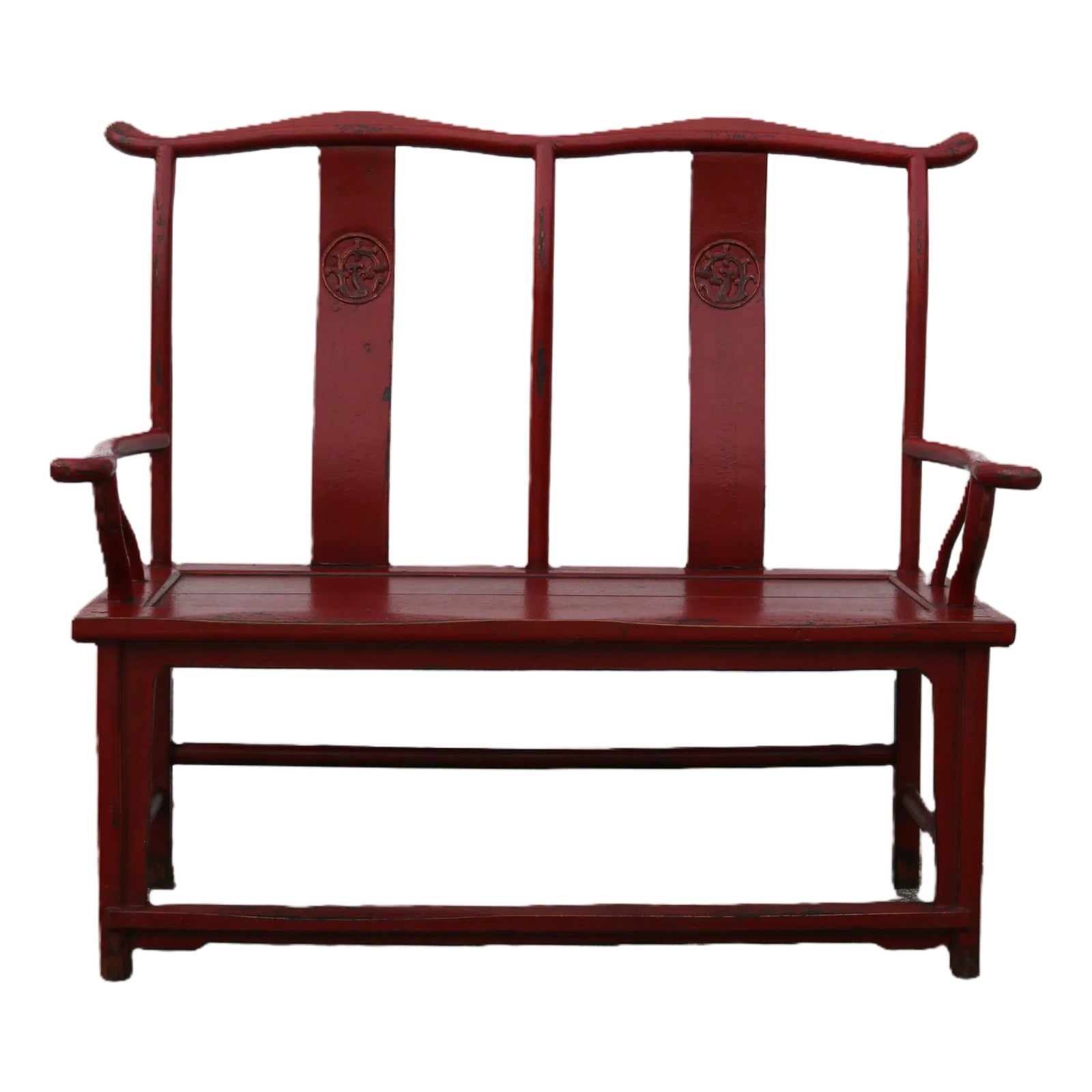 Early 20th Century Large Ming Style Red and Black Crackle Finish Double ...