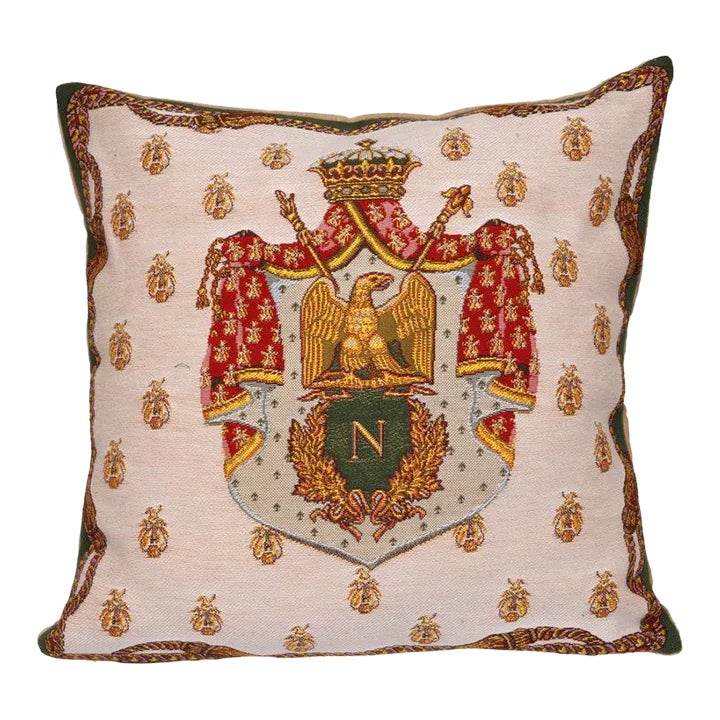 French Napoleon Crest Coat of Arms W/Napoleonic Bees and Eagle Pillow ...