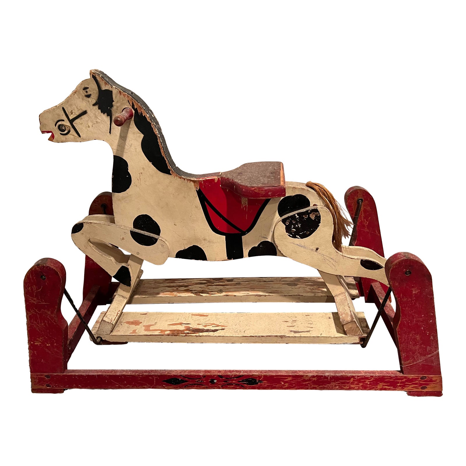 Antique Glider/Rocking Horse, Folk Art Decor | Chairish