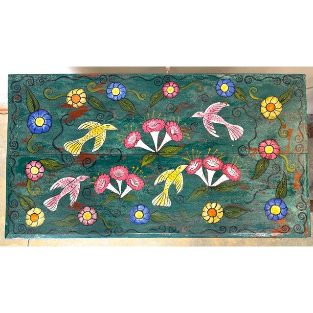 Vintage 1950's Hand Painted Chest With Stand | Chairish