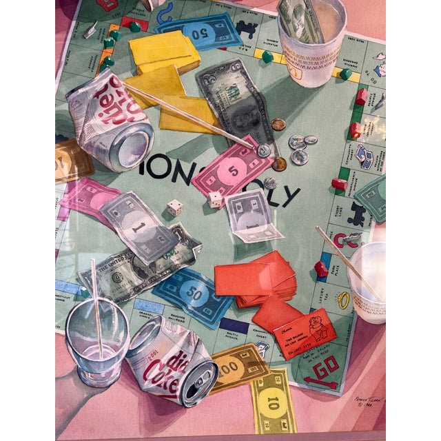 1980's Patrick Clark Realistic Monopoly Watercolor Painting, Framed ...