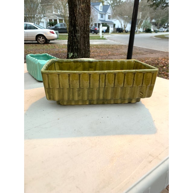 Mid-Century Cookson Pottery Green Ceramic Planter | Chairish
