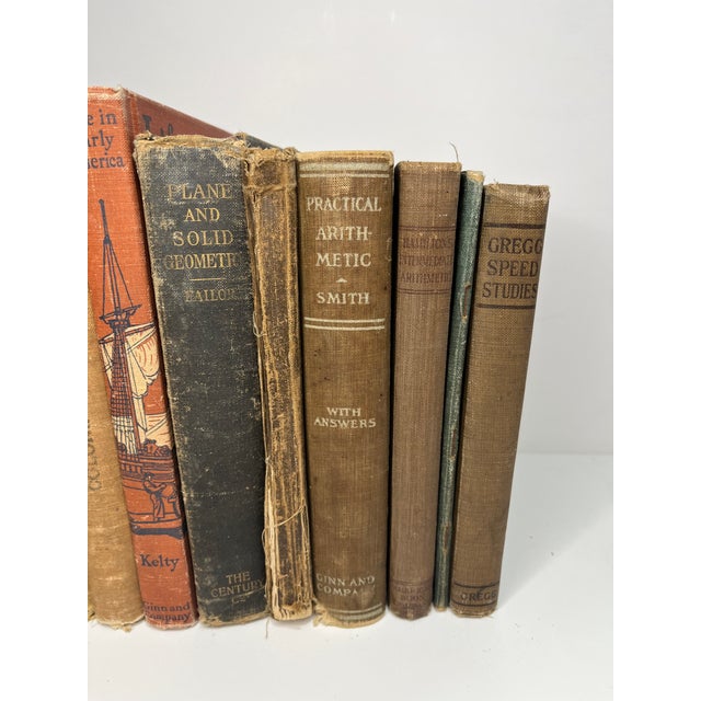 Neutral School Text Vintage Books - 11 Pieces | Chairish