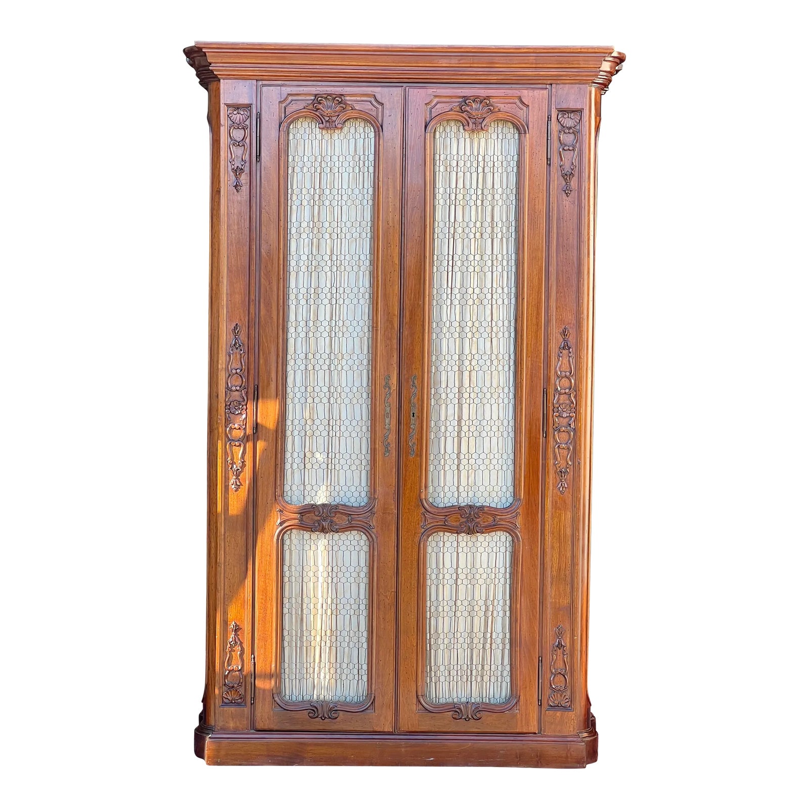 Vintage 20th Century Carved Walnut Louis XIV Style Armoire With Custom ...