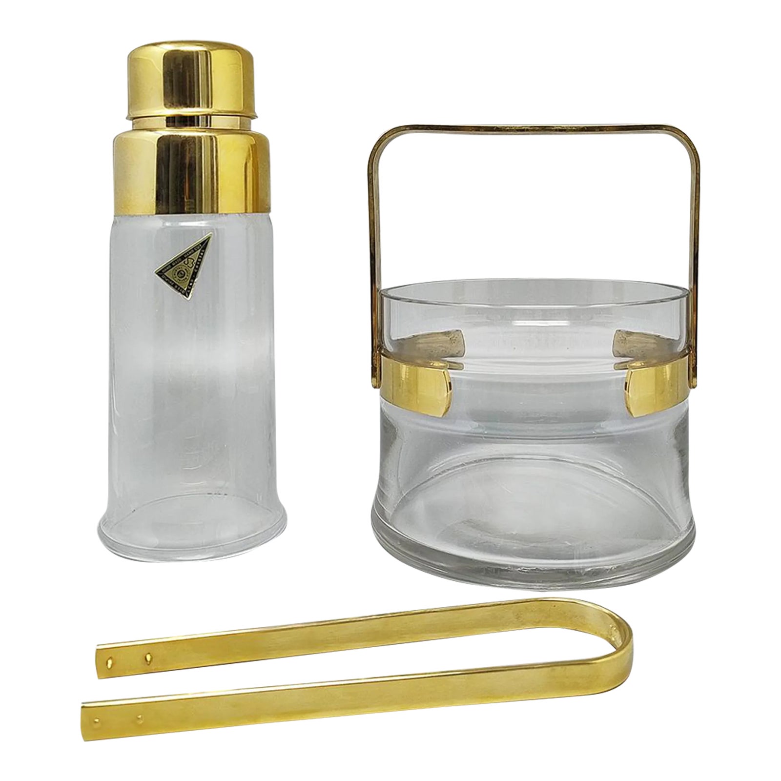 1970s Cocktail Shaker With Ice Bucket by Dorval in Gold Plate 24k and ...