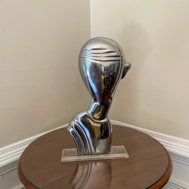 Vintage Franz Hagenaur Style Chrome Bust on Lucite Base | Chairish