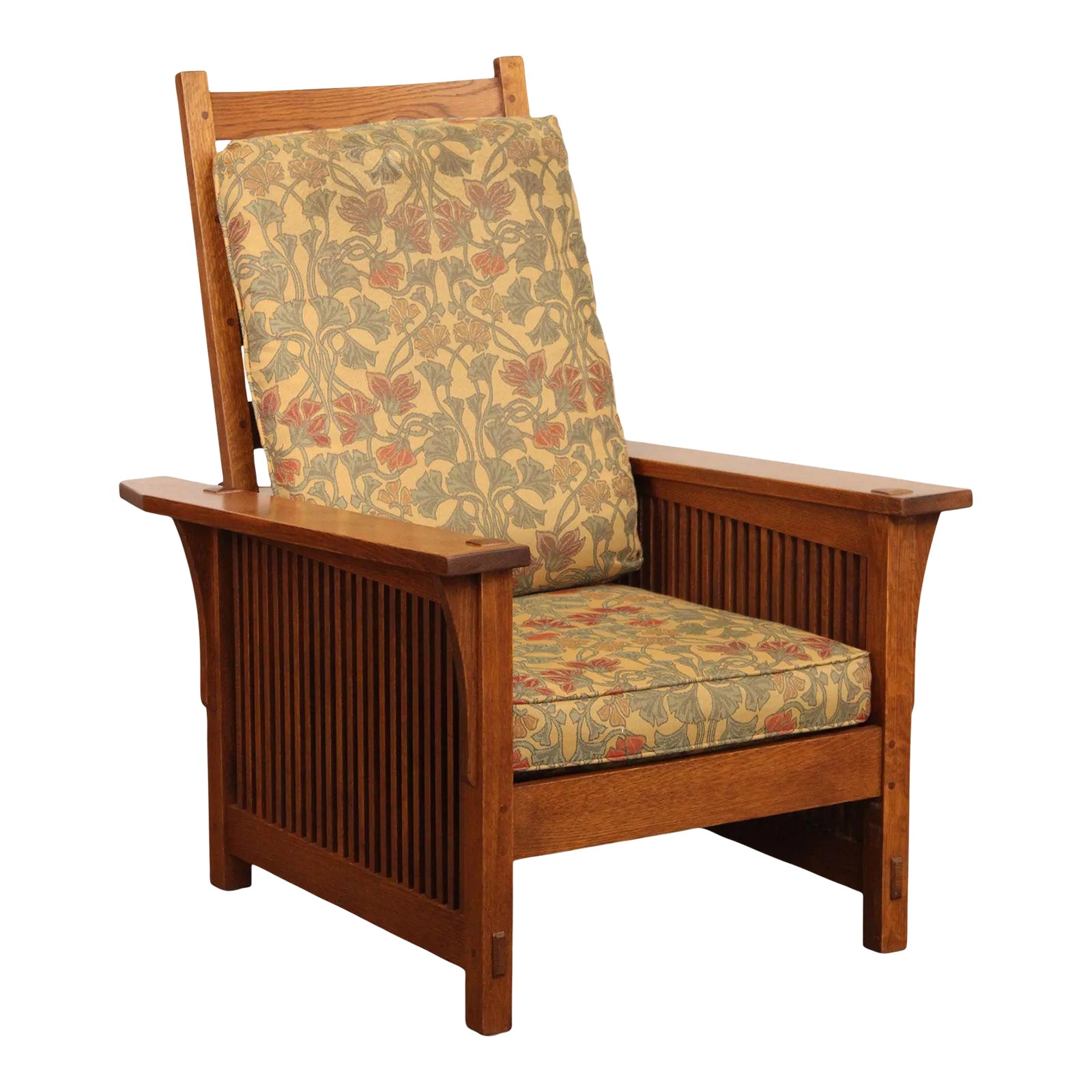 Stickley Mission Collection Oak Compact Spindle Morris Chair | Chairish