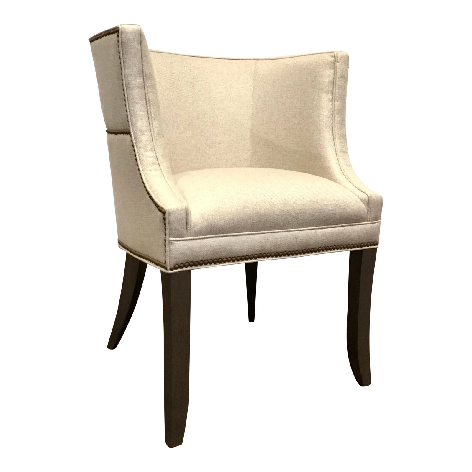 Hickory White Transitional Oatmeal Linen Blend Barrel Back Lounge Chair ...