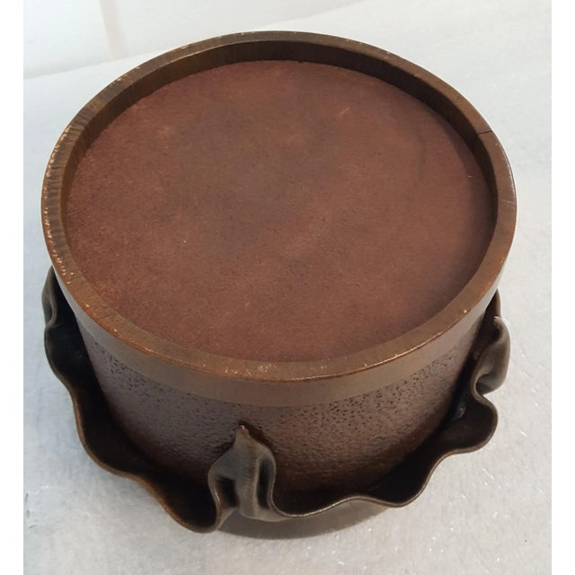 Brown Leather Decorative Drum Box | Chairish