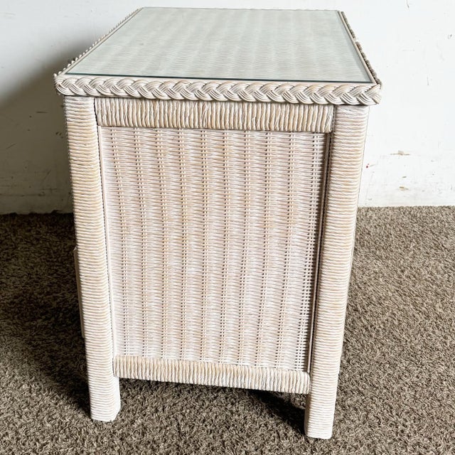 Boho Chic White Washed Henry Link Wicker Nightstand by Lexington ...
