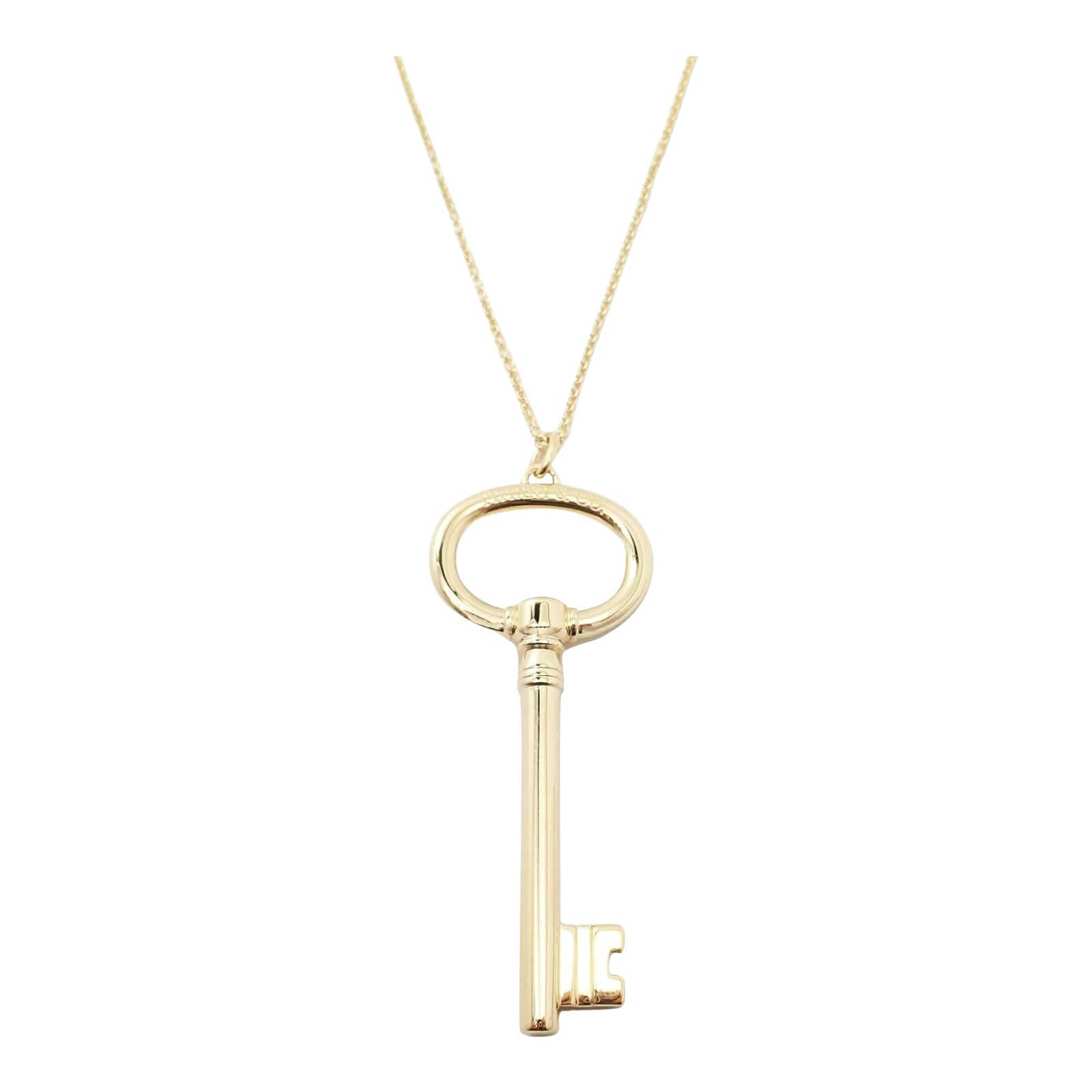 Tiffany & Co. 18k Yellow Gold Oval Key Pendant Necklace | Chairish