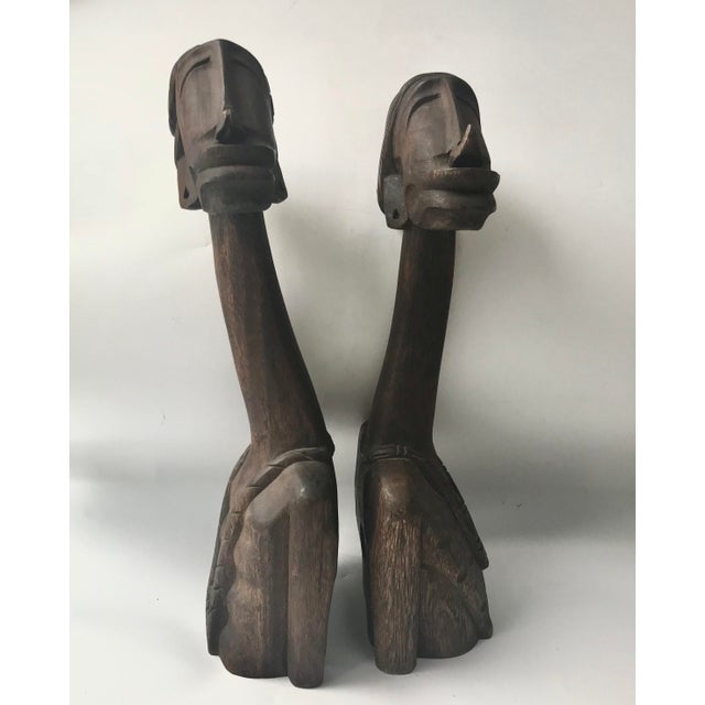 Vintage Mid-Century African Companion Wood Sculptures - A Pair | Chairish