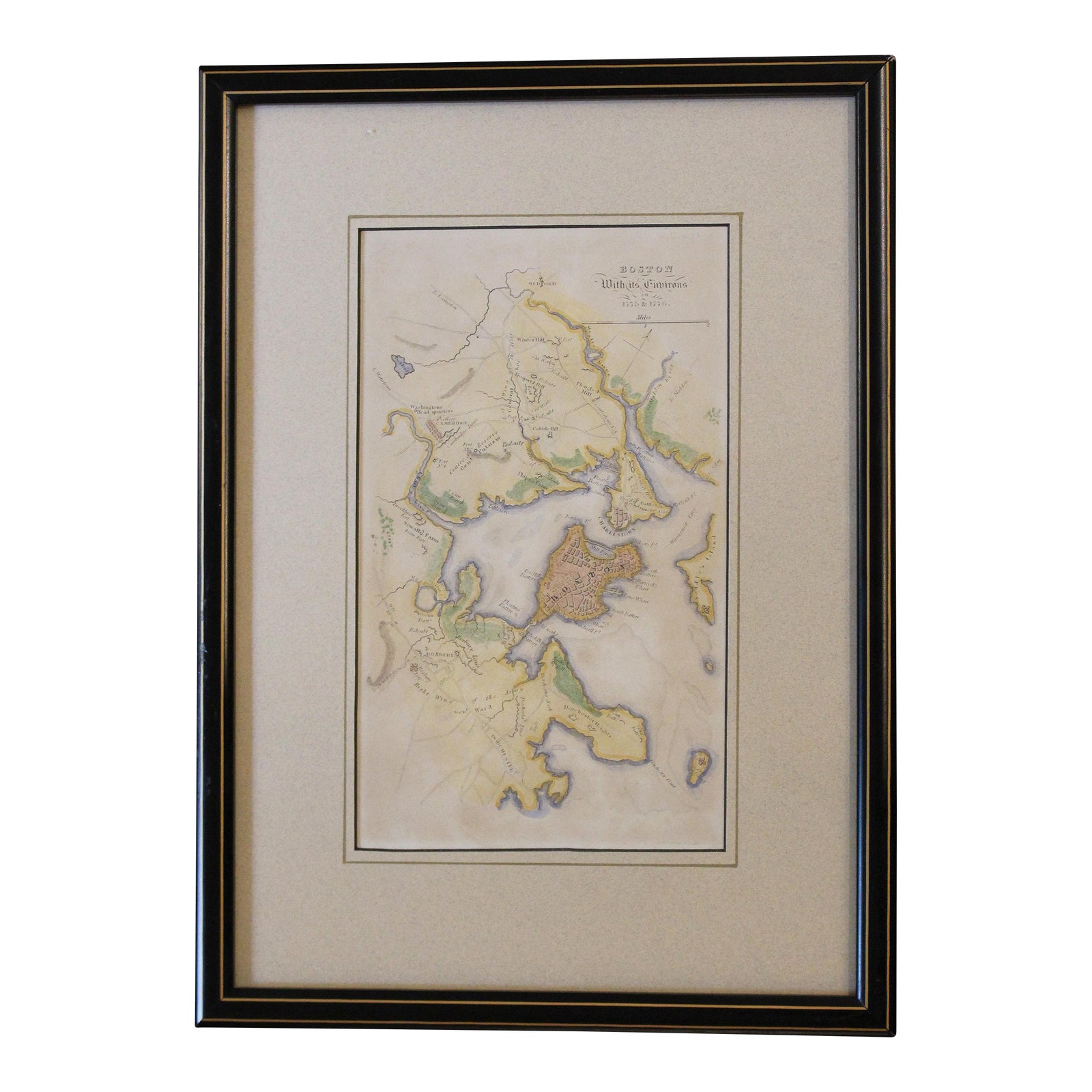 C. 1850 Print of Map of Boston With Its Environs, 1775-76 | Chairish
