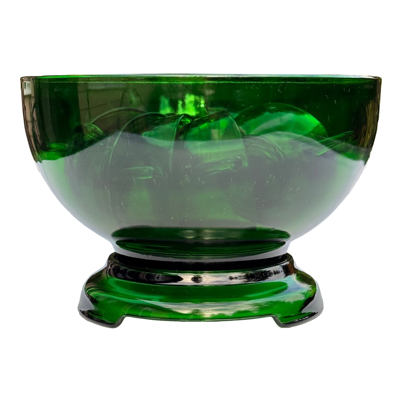 Mid-Century Anchor Hocking Hunter Green Glass Cache Pot or Punch Bowl ...