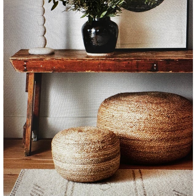 Natural Braided Jute Ottoman/Poof | Chairish