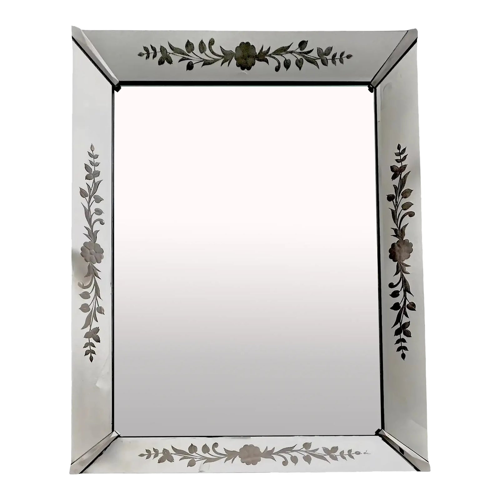 Art Deco Etched Shadow Box Wall Mirror | Chairish