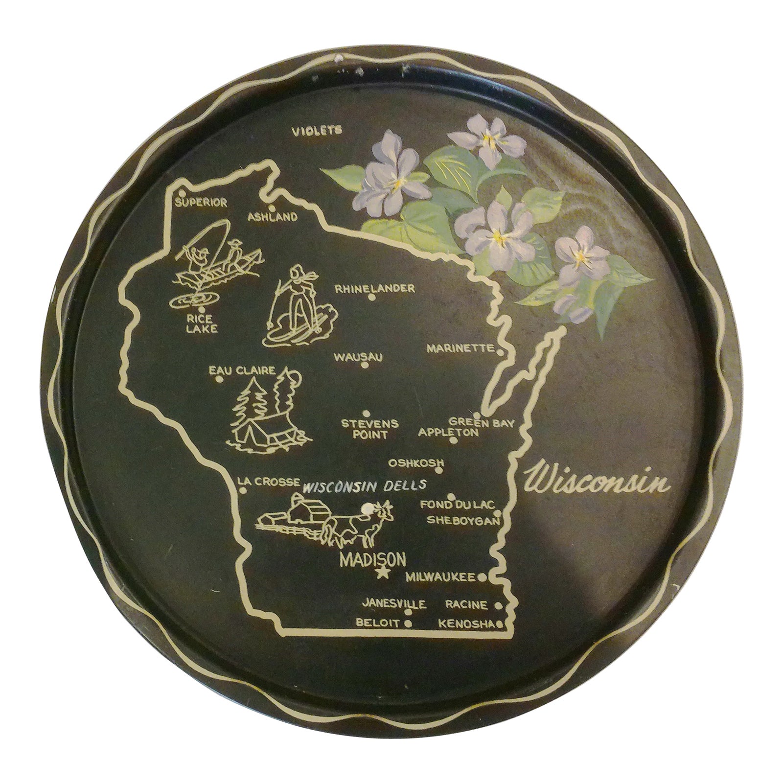 Mid-Century Wisconsin Metal Tourist Tray | Chairish
