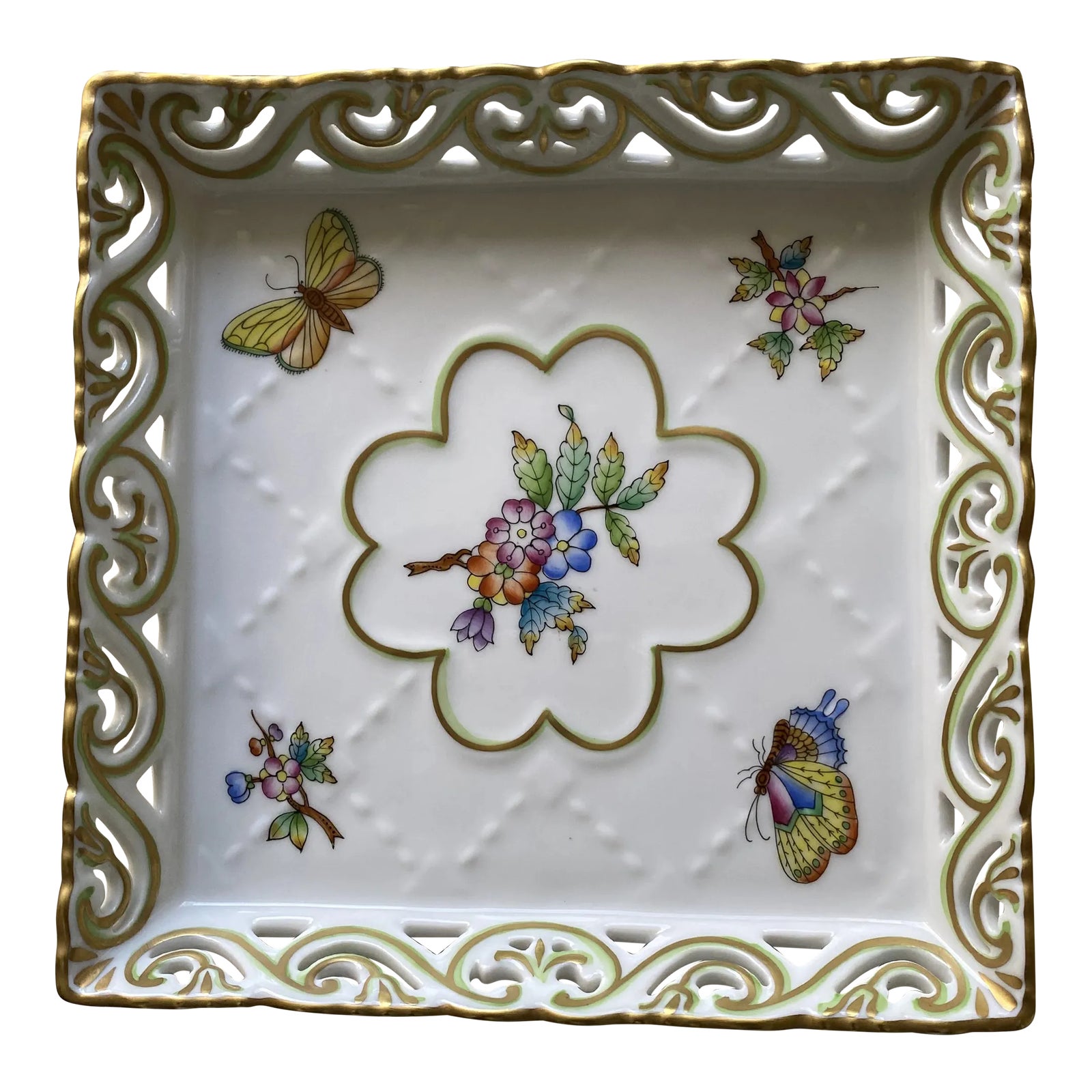 1980s Herend Hungary Hand Painted Porcelain Plate | Chairish