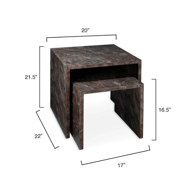 Bedford Burl Wood Nesting Tables in Gray - Set of 2 | Chairish