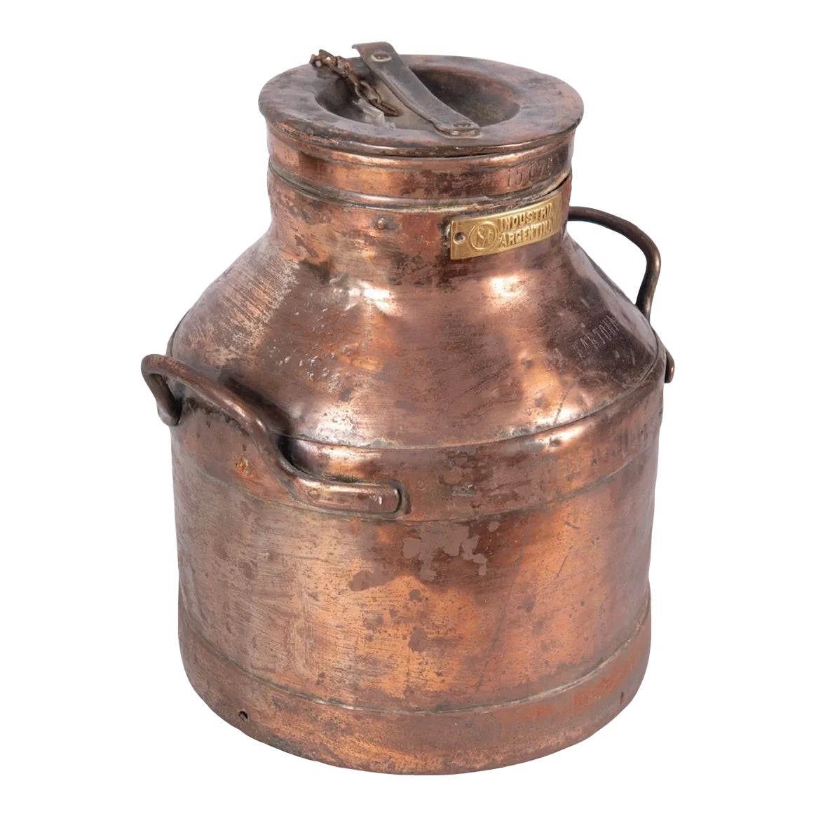 1918 Large Copper Pot From Argentina With Label for Dona Velda, Tuyuti ...