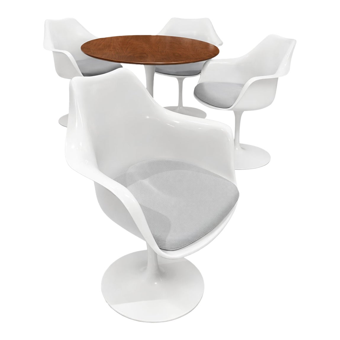 Mid-Century Modern Tulip Dining Set · 4 White Tulip Chairs + Oval ...