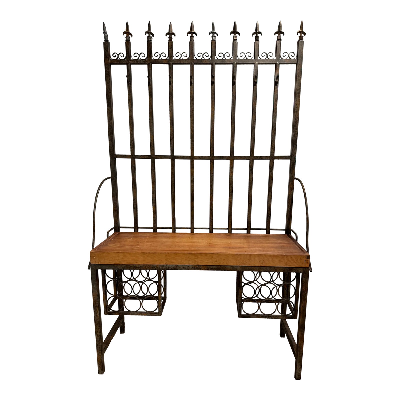 Rustic Iron Wine Bakers Pot Rack Butcher Block | Chairish