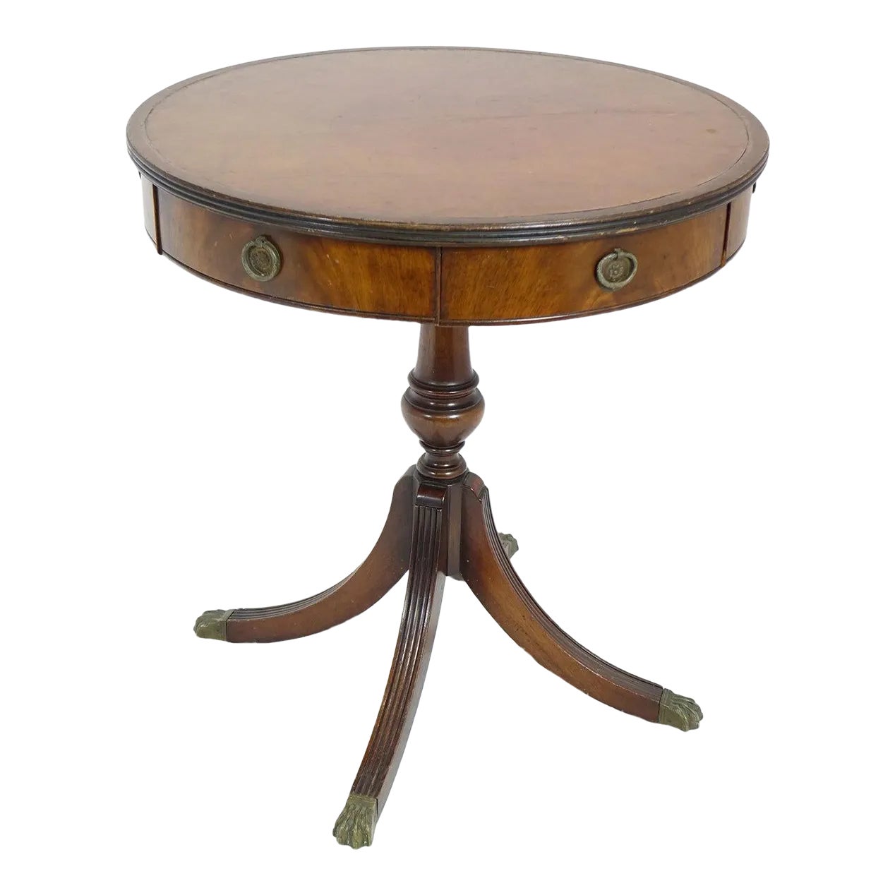 Mid 20th Century Wood Round Table With Drawers | Chairish