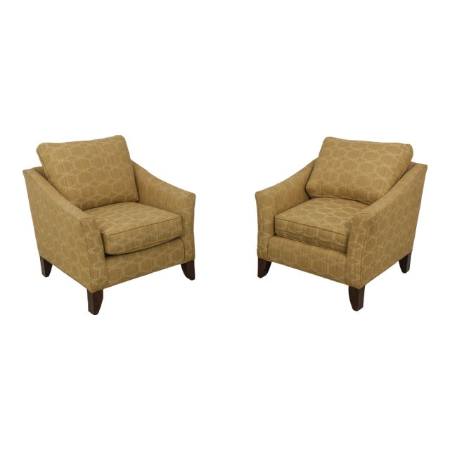 Pair Modern Gold Upholstered Living Room Club Chairs | Chairish