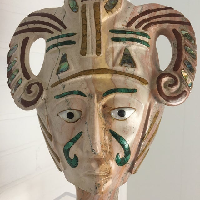 Vintage Carved Stone Face Sculpture | Chairish