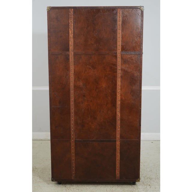 Unique Large Steamer Trunk Style Leather Desk | Chairish