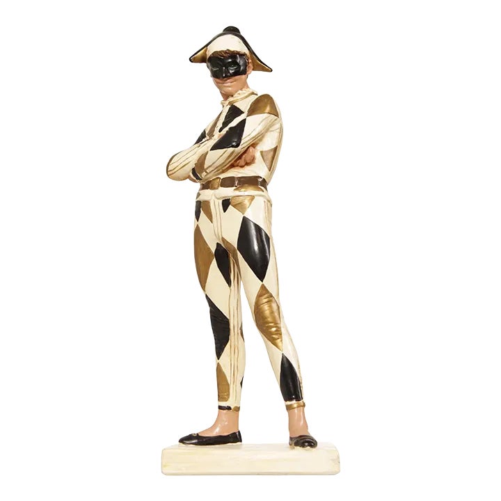 Mid Century Modern Hand Painted Harlequin Statue | Chairish