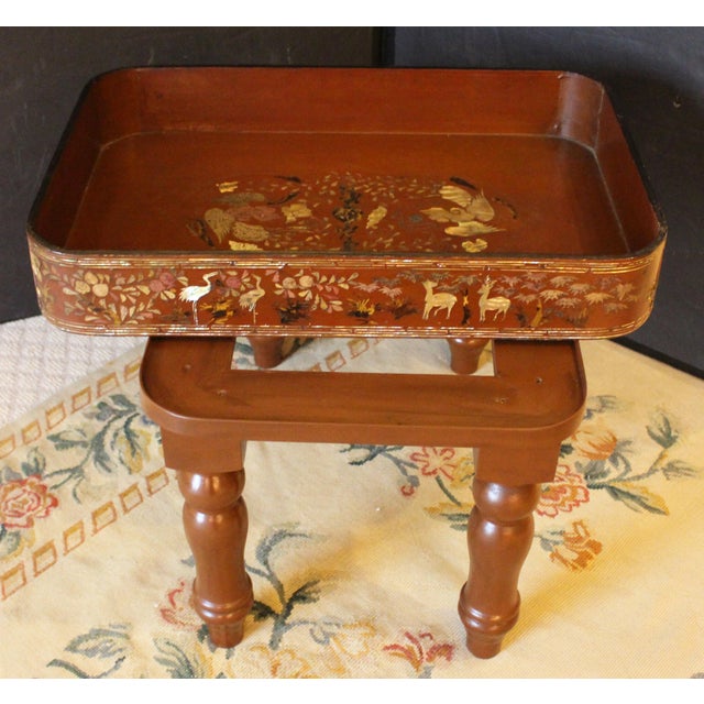 Mid-Late 19th Century Chinese or Korean Burnt Red Lacquer Gallery Tray ...