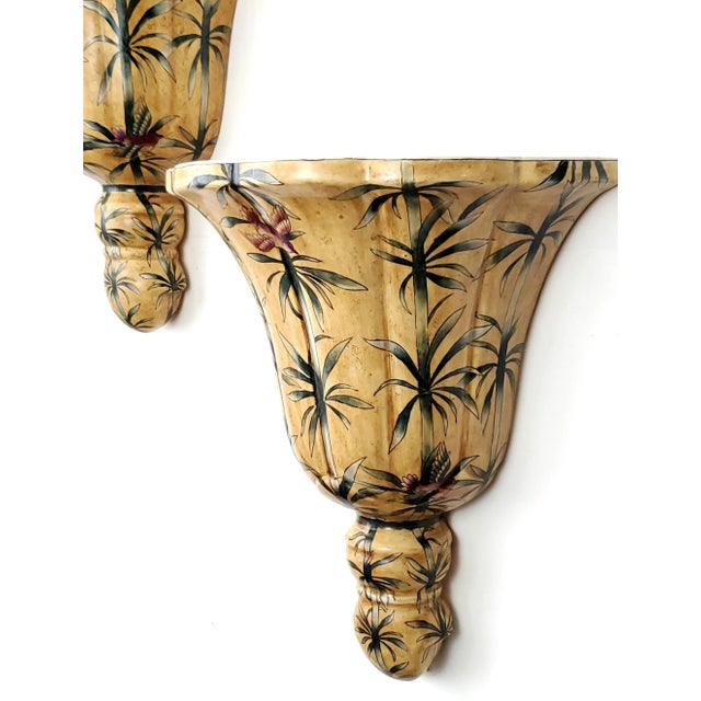 1970s Large Vintage Chinese Porcelain Wall Pockets With Hand Painted ...