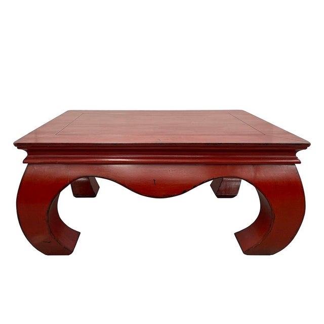 Vintage Chinese Red Lacquered Ming Dynasty Style Coffee Table | Chairish
