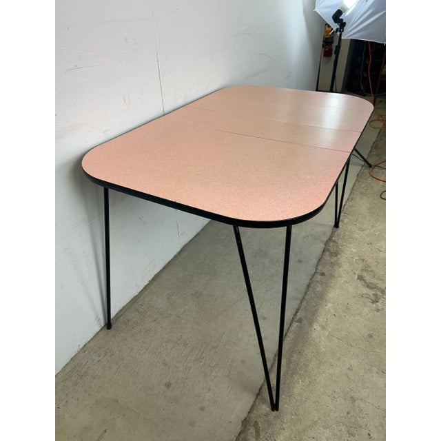 Mid Century Modern Pink Formica Kitchen Table With Hairpin Legs | Chairish
