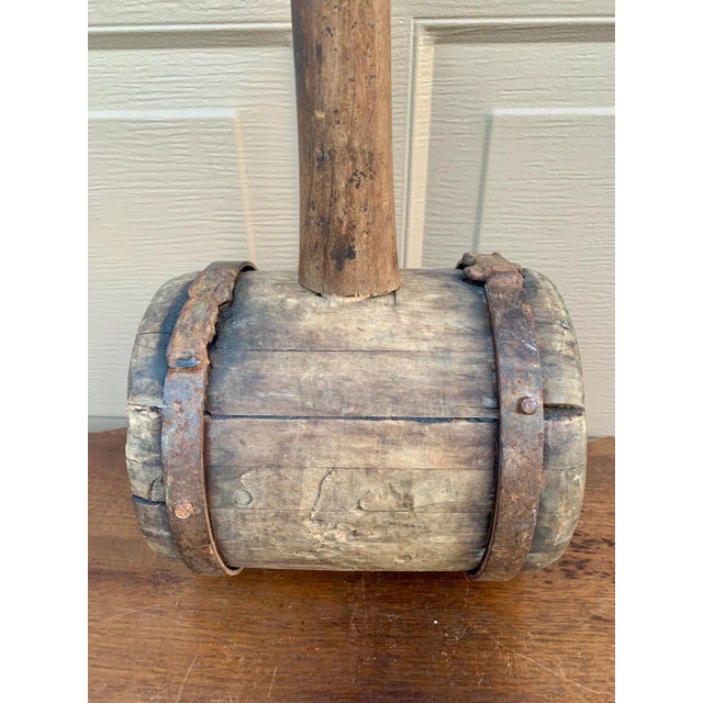 Antique Monumental Hand Made Wooden and Wrought Iron Carpenter's Mallet ...