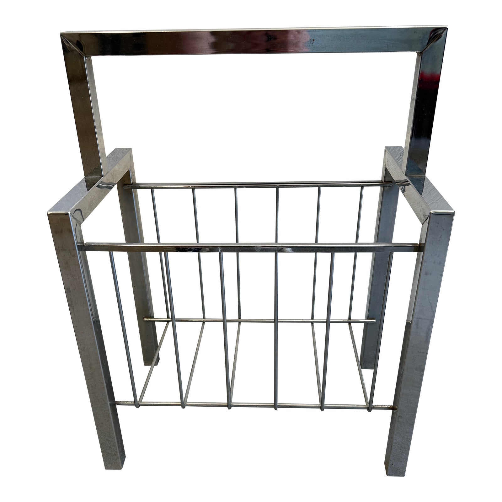 Vintage Chrome Magazine Rack | Chairish