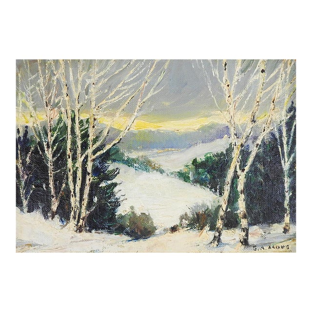 Small Vintage New England Impressionist Winter Landscape Painting ...