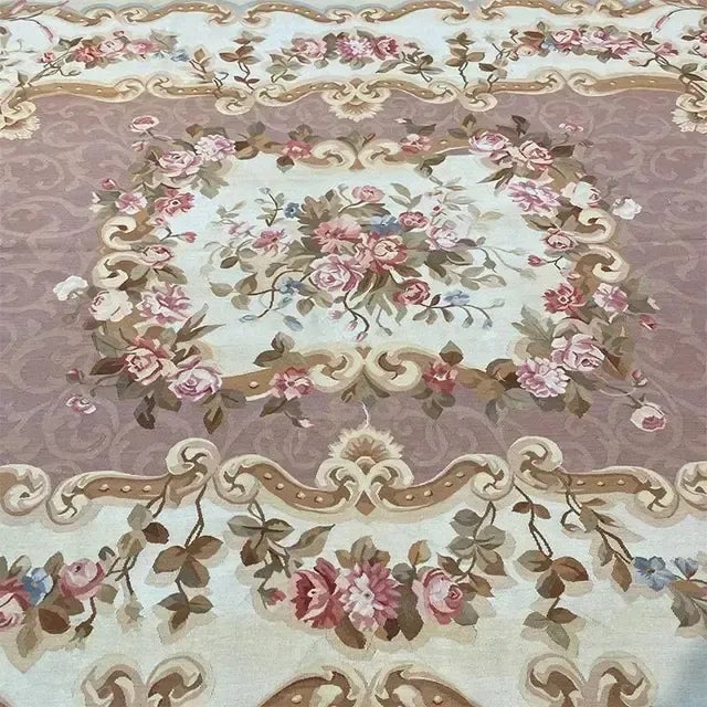 Handwoven French Style Aubusson Area Rug 9’0″ X 12’0″ | Chairish