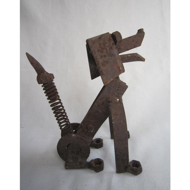 Welded Folk Art Iron Dog Sculpture, Signed | Chairish