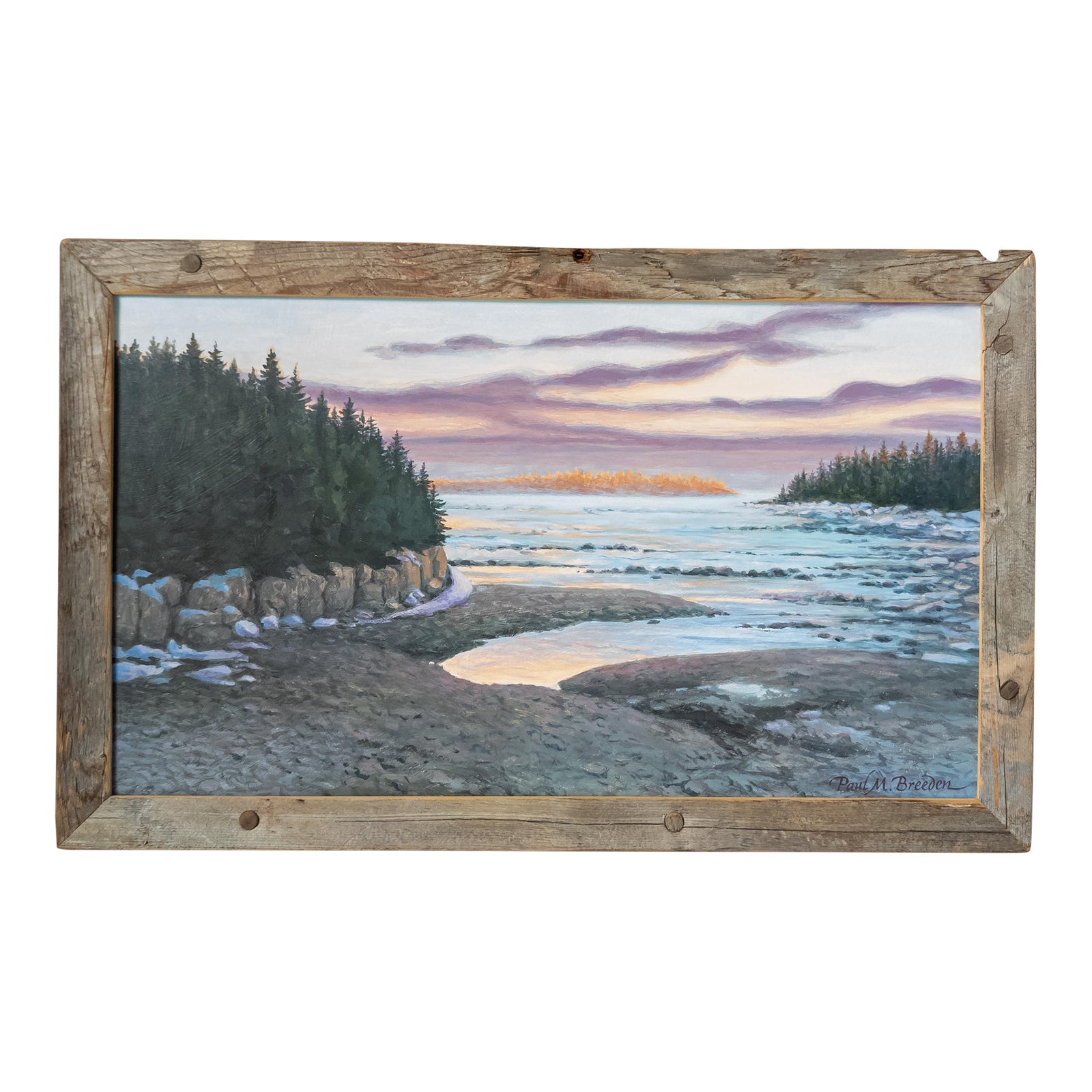 2000's American Luminist Landscape Painting of Maine Shoreline by Paul ...