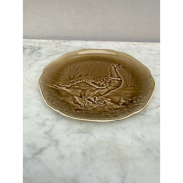 19th Century Majolica Mallard Duck Plate Choisy Le Roi | Chairish