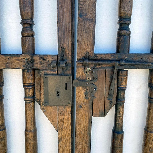 Large Mexican Wooden Iron Mounted Spindle Double Door Hacienda Gate ...