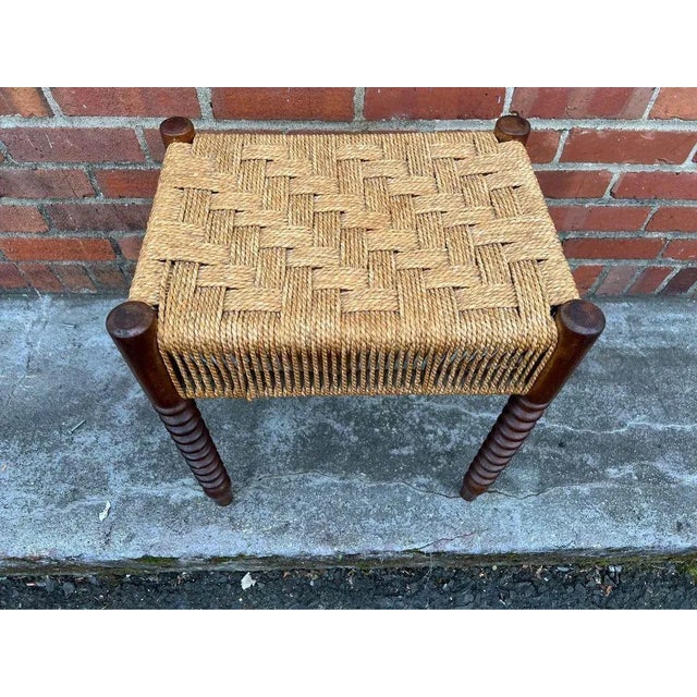 Late 20th Century Rope Seat Bobbin/ Spool Leg Footstool or Ottoman ...