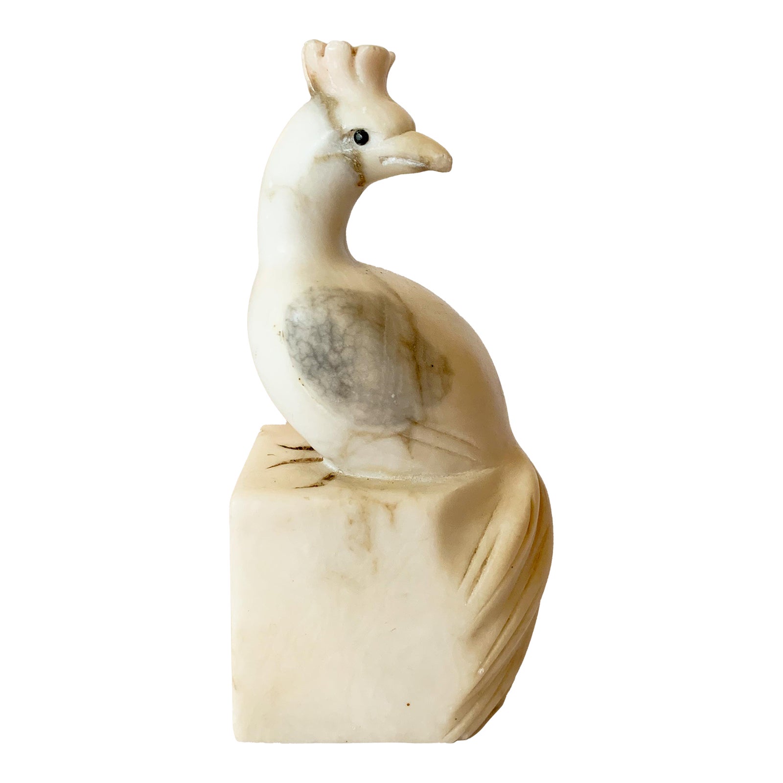 1950s Alabaster Cockatoo Bird Bookend | Chairish