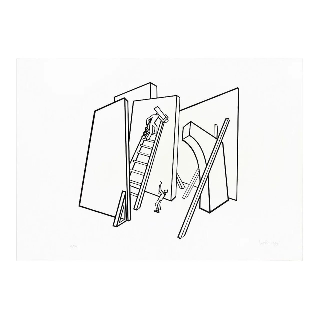 The Builders - Original Lithograph by Ivo Pannaggi - 1975 ca. 1975 ca ...