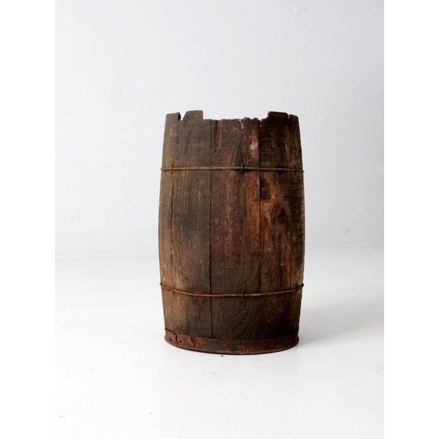Antique Rustic Wooden Barrel | Chairish