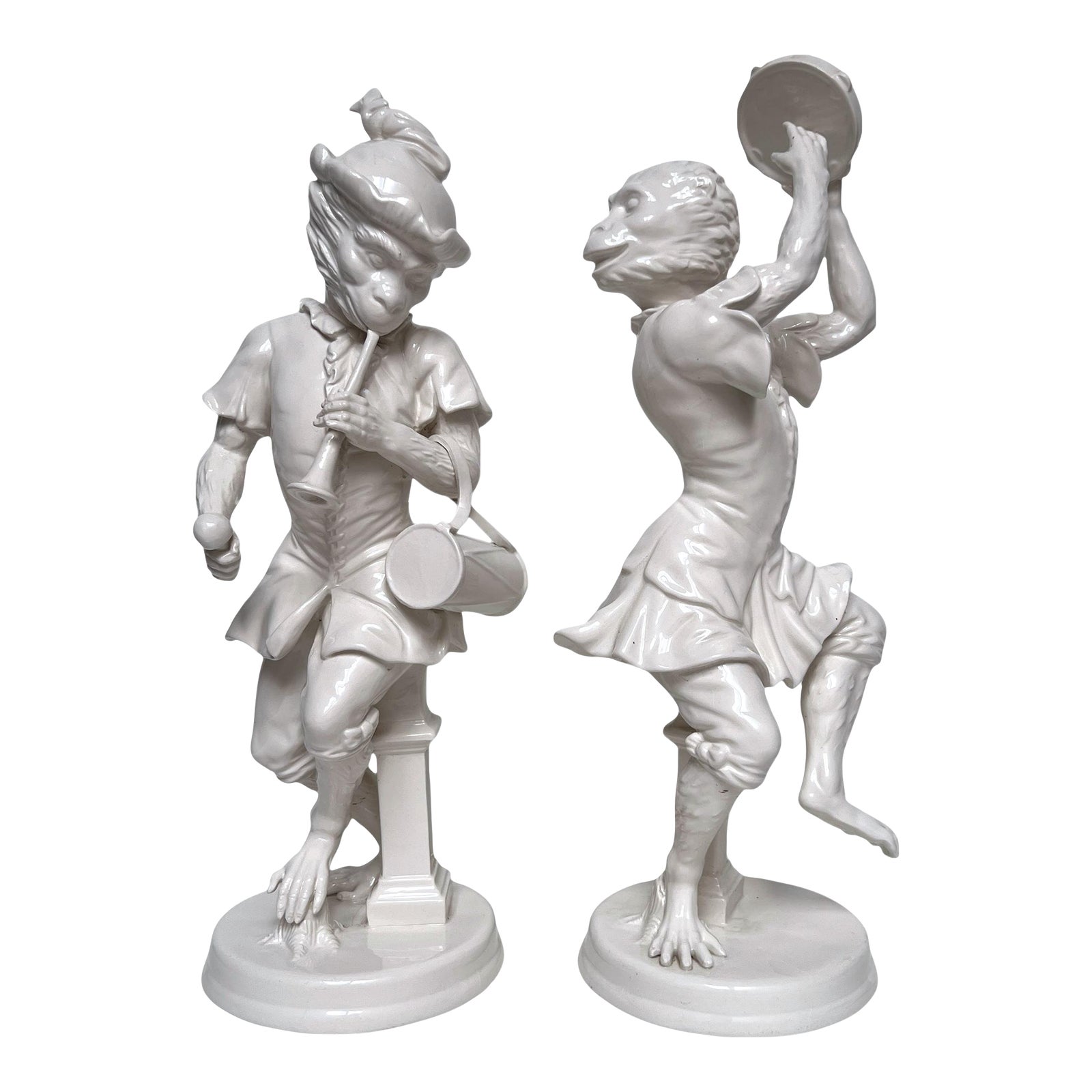 Mottahedeh Italian Singerie Pair of Mid-Century Dancing Monkeys Statues ...