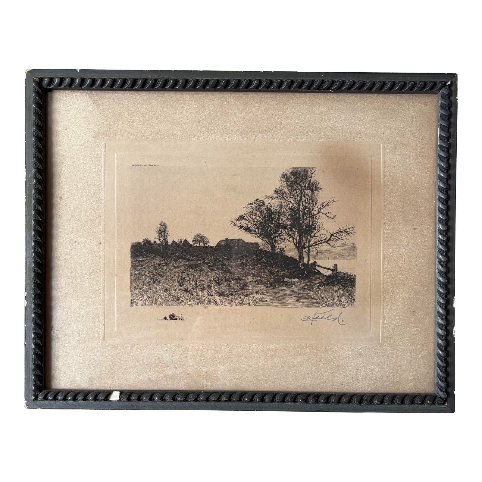Late 19th Century Edwin Field Signed Etching of Farmhouse | Chairish