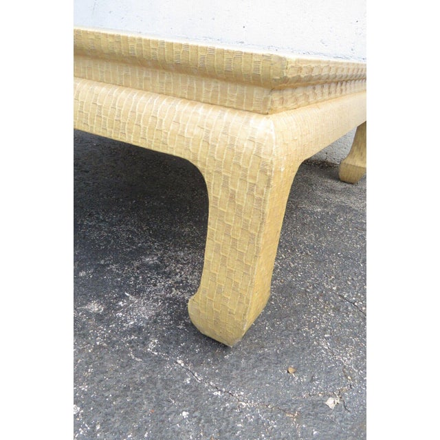 Baker Furniture Karl Springer Ivory Lacquered Raffia Ming Coffee Table ...